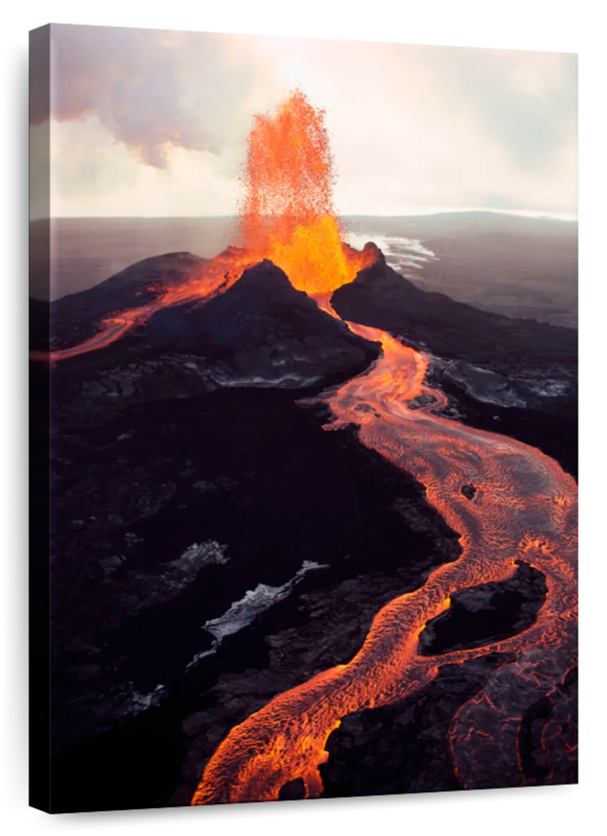 Elephant Stock Kilauea Volcano Erupting Wall Art - Vertical Canvas Wall ...