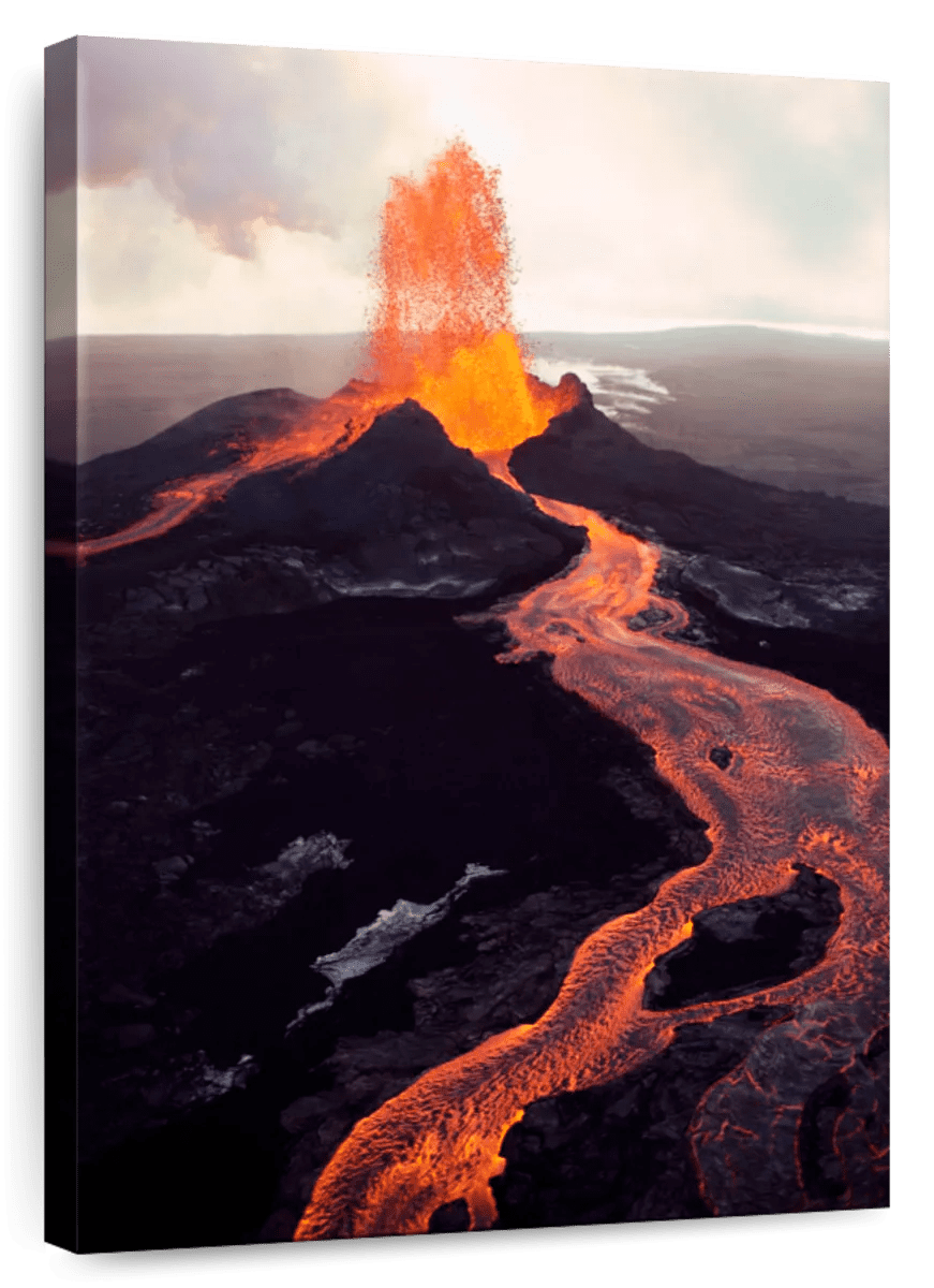 Elephant Stock Kilauea Volcano Erupting Wall Art - Vertical Canvas Wall ...