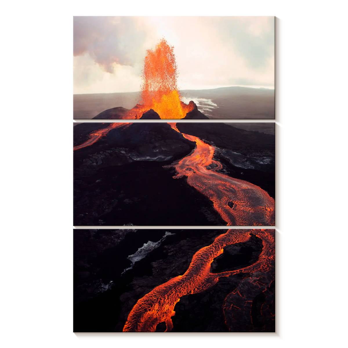 Elephant Stock Kilauea Volcano Erupting Wall Art - Vertical Multi Panel ...