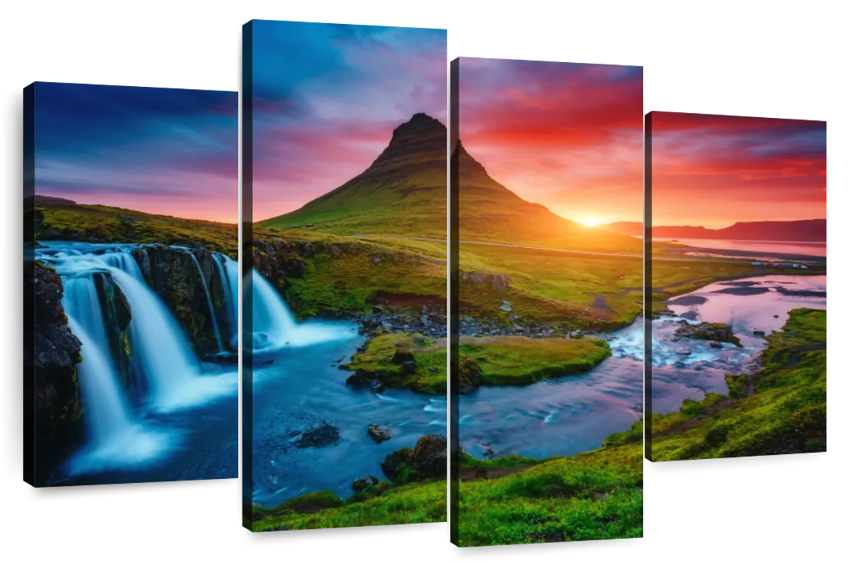 Elephant Stock Kirkjufell Volcano Waterfall Wall Art - Horizontal Multi ...
