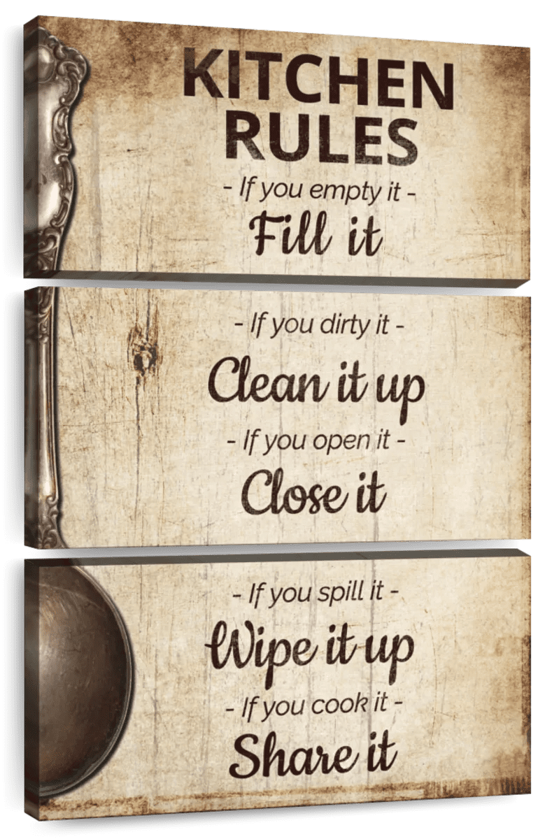 Elephant Stock Kitchen Rules Wall Art - Vertical Multi Panel Canvas ...