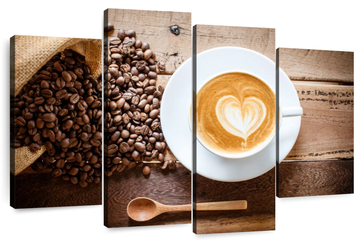 Elephant Stock Latte Coffee Wall Art - Horizontal Multi Panel Canvas ...