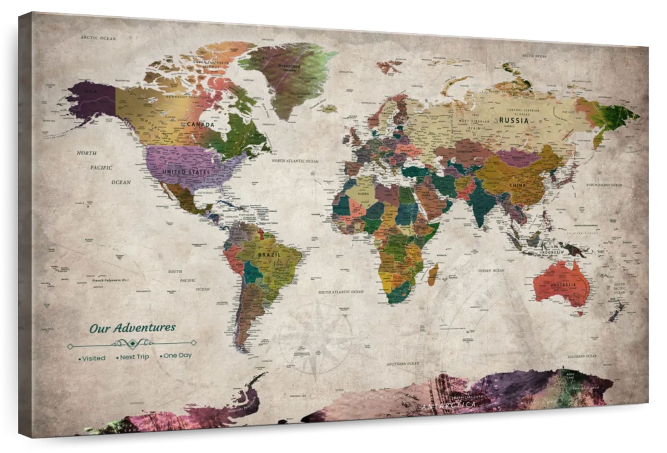 Elephant Stock Leave A Trail Push Pin World Travel Map Wall Art - Map ...