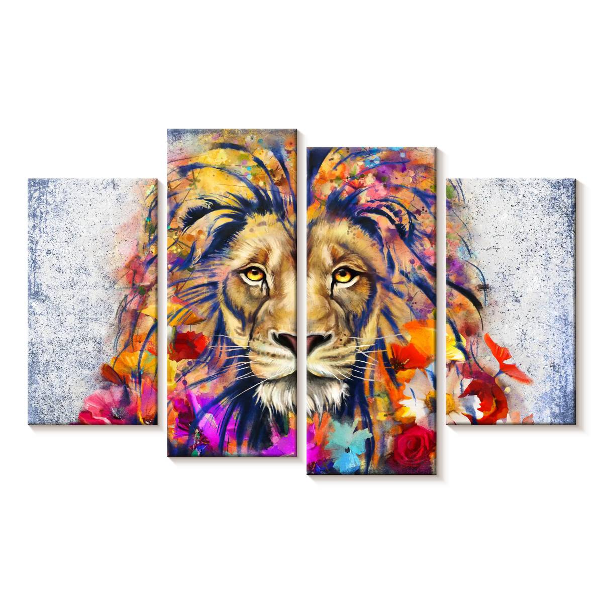 Elephant Stock Lion Head Floral Wall Art - Horizontal Multi Panel ...