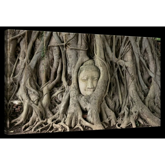Elephant Stock Mahathat Tree Root Buddha Wall Art - Horizontal Canvas ...