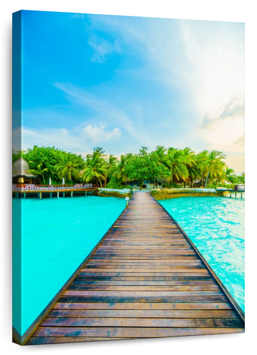 Elephant Stock Maldives Tropical Jetty Wall Art - Vertical Canvas Wall ...