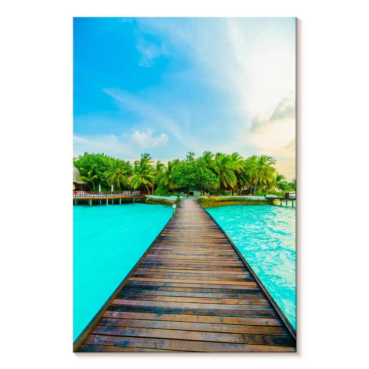 Elephant Stock Maldives Tropical Jetty Wall Art - Vertical Canvas Wall ...