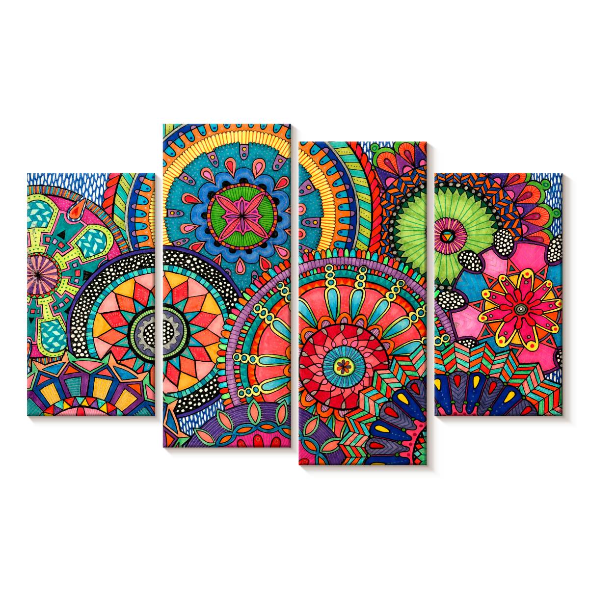 Elephant Stock Mandala Parade Wall Art - Horizontal Multi Panel Canvas ...