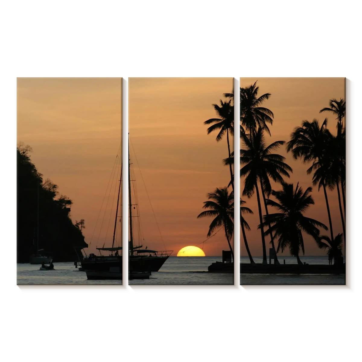 Elephant Stock Marigot Bay Sunset Wall Art - Horizontal Multi Panel ...