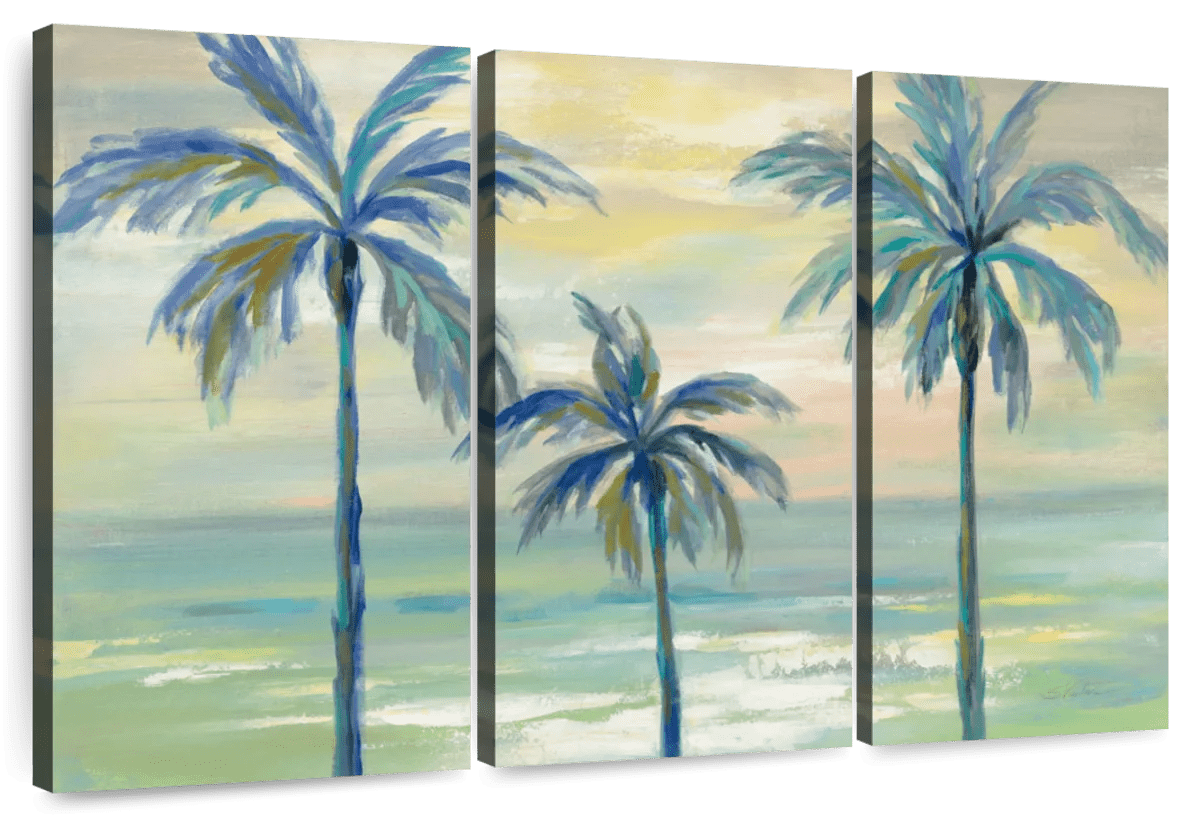 Elephant Stock Marine Layer Palms Wall Art - Horizontal Multi Panel Canvas - Living Room Wall ...