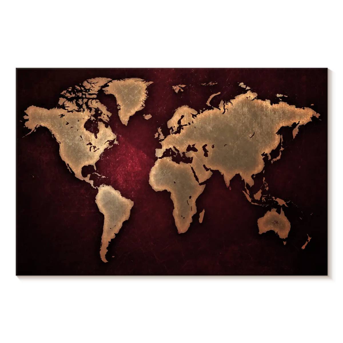 Elephant Stock Maroon World Map Wall Art - Horizontal Canvas Wall Art ...