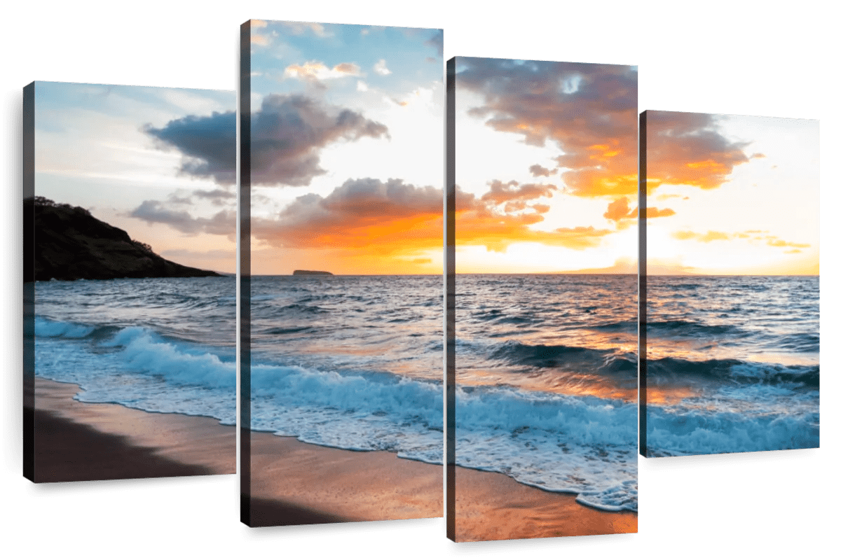 Elephant Stock Maui Beach Sunset Wall Art - Horizontal Multi Panel ...