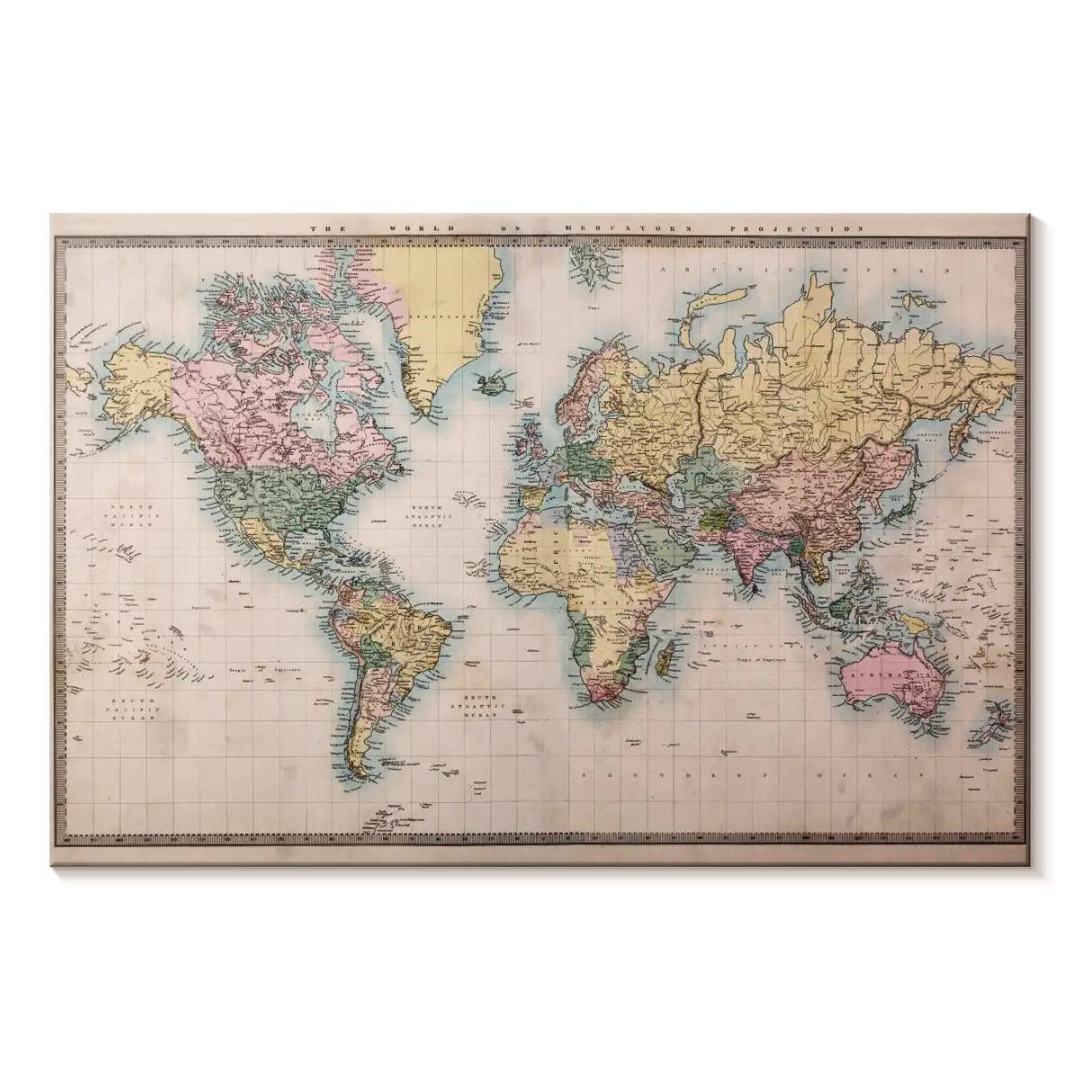Elephant Stock Mercator Projection World Map Wall Art - Horizontal ...