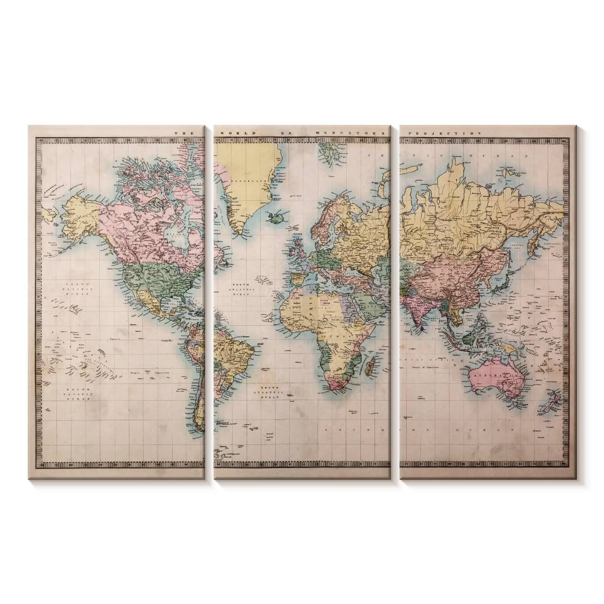 Elephant Stock Mercator Projection World Map Wall Art - Horizontal ...