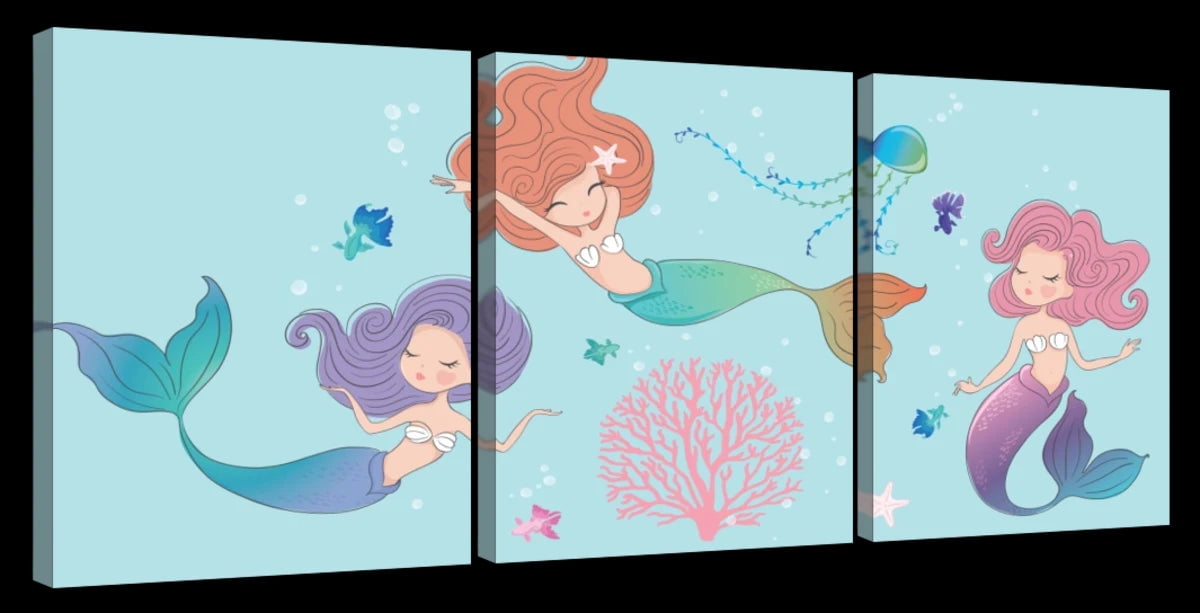 Elephant Stock Mermaid Besties Wall Art - Horizontal Multi Panel Canvas ...