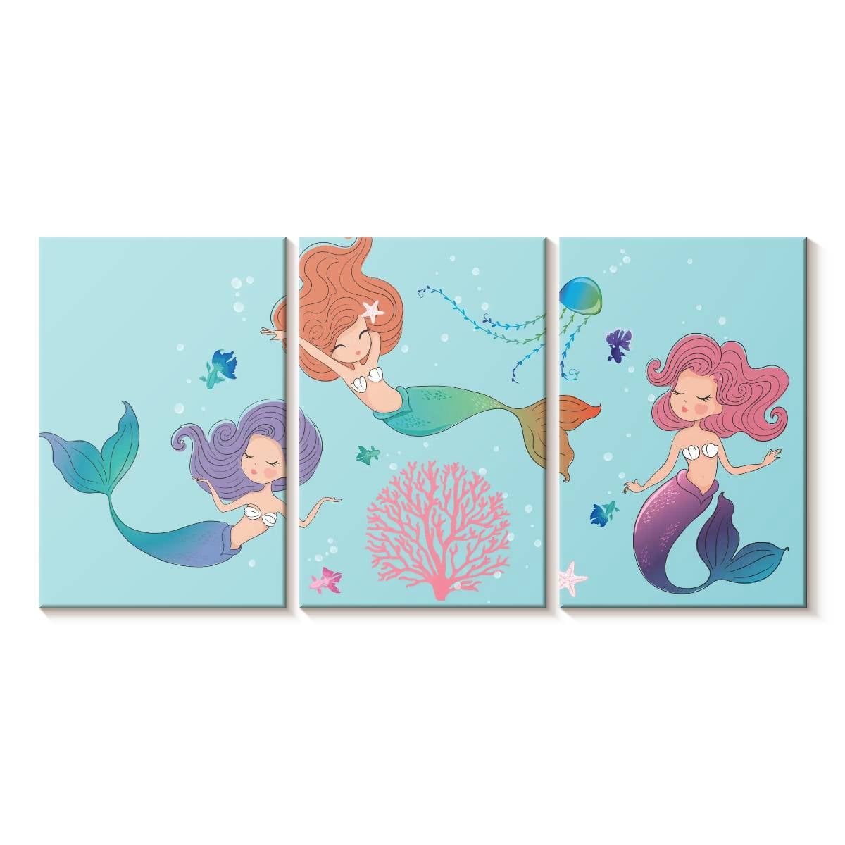 Elephant Stock Mermaid Besties Wall Art - Horizontal Multi Panel Canvas ...