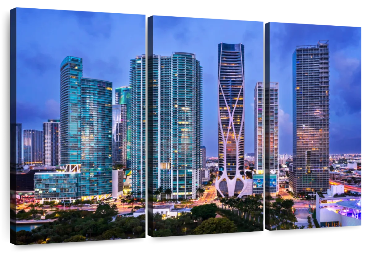 Elephant Stock Miami Downtown Skyline Aerial Wall Art - Horizontal ...