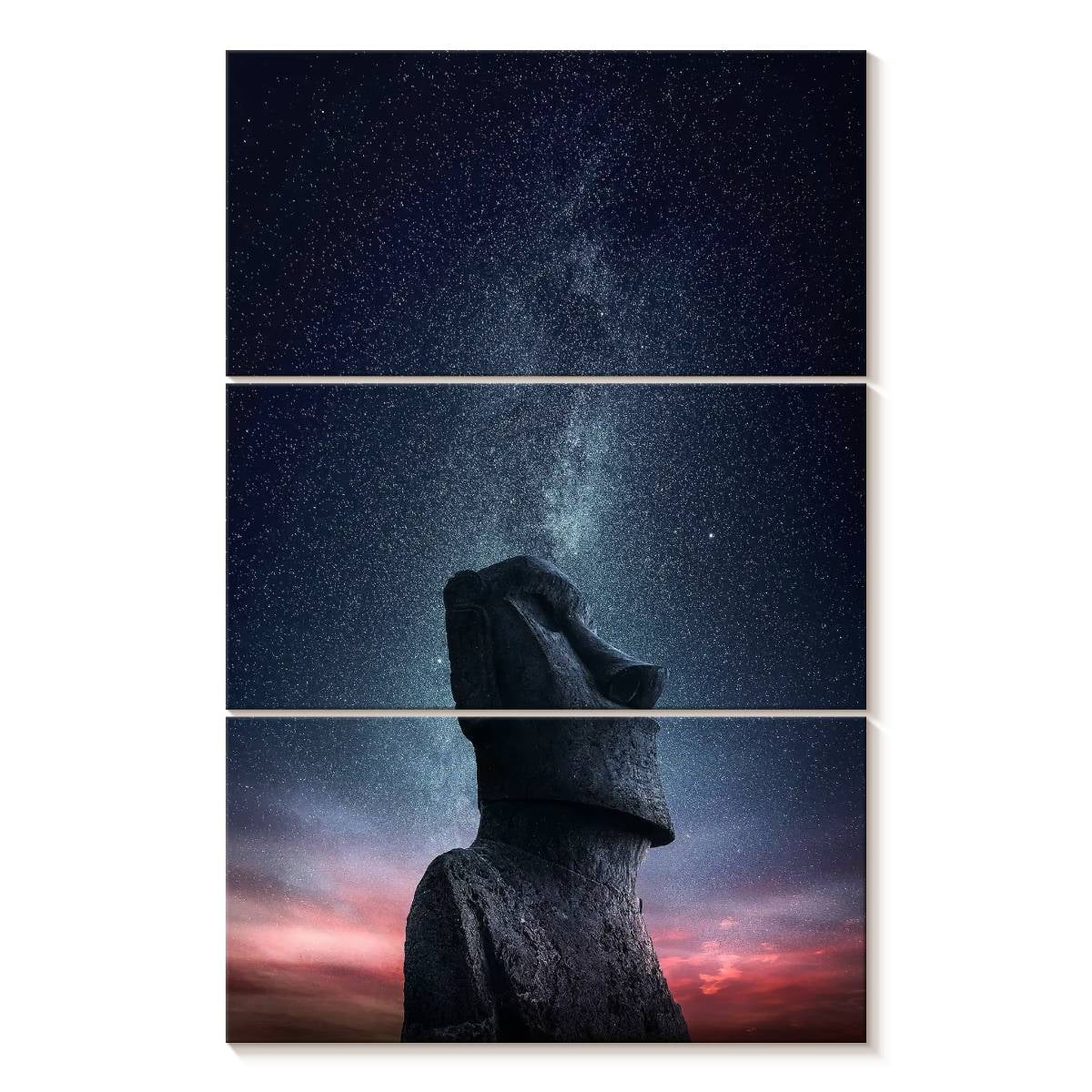 Elephant Stock Moai At Night Wall Art - Vertical Multi Panel Canvas ...