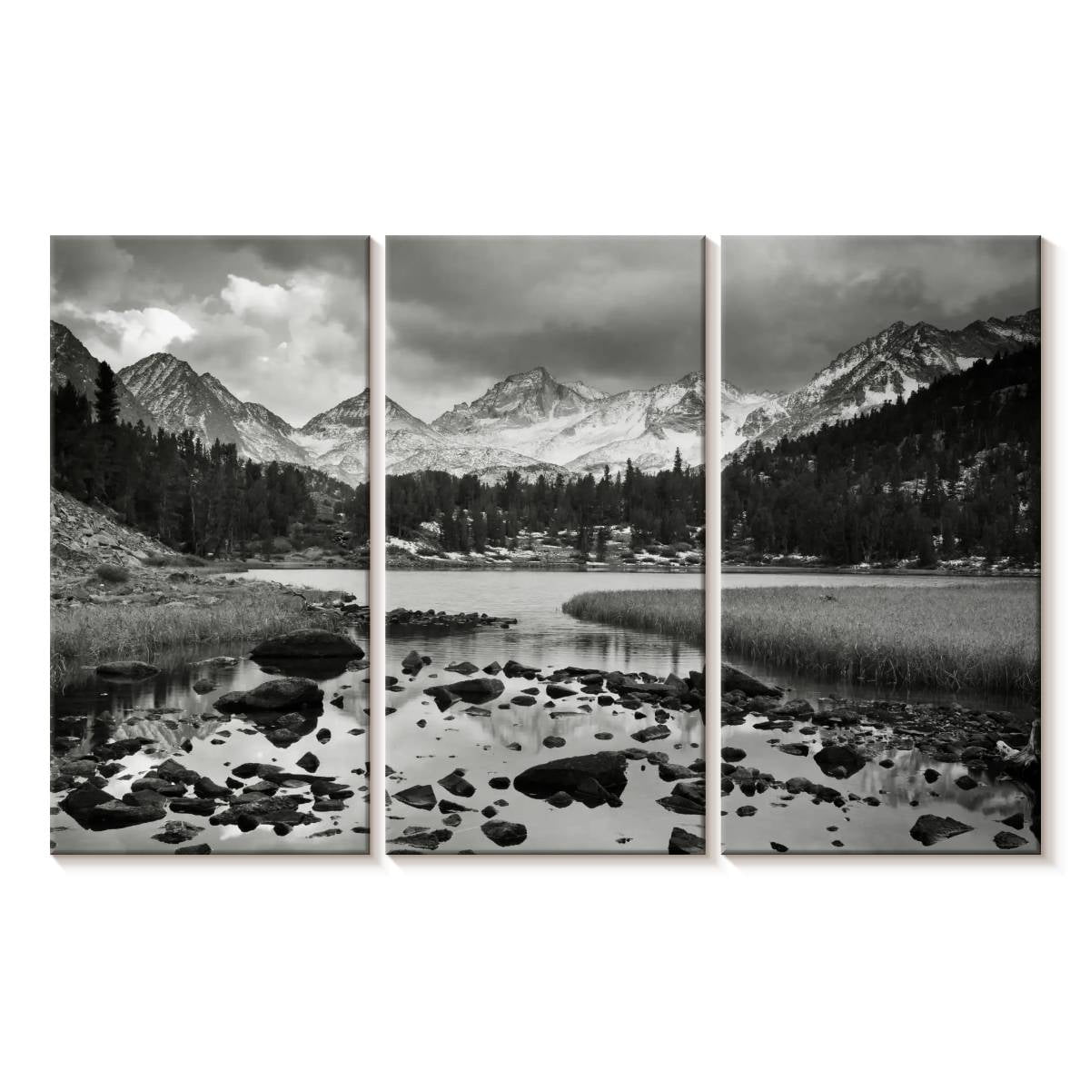 Elephant Stock Monochrome Alpine Landscape Wall Art - Horizontal Multi ...