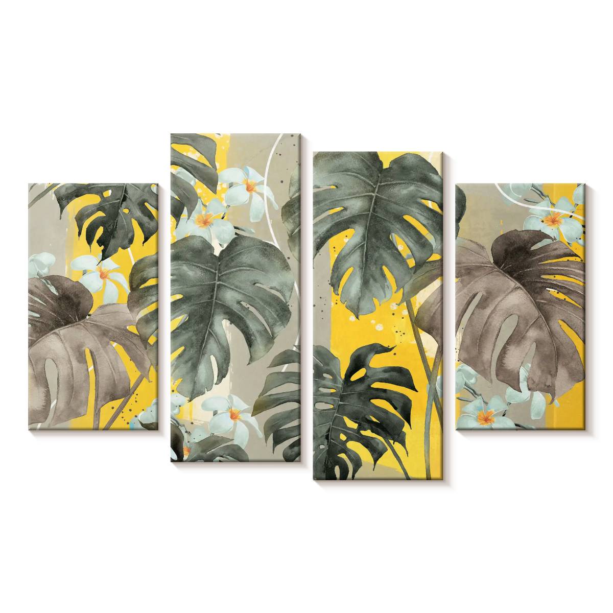 Elephant Stock Monstera Design Wall Art - Horizontal Multi Panel Canvas ...