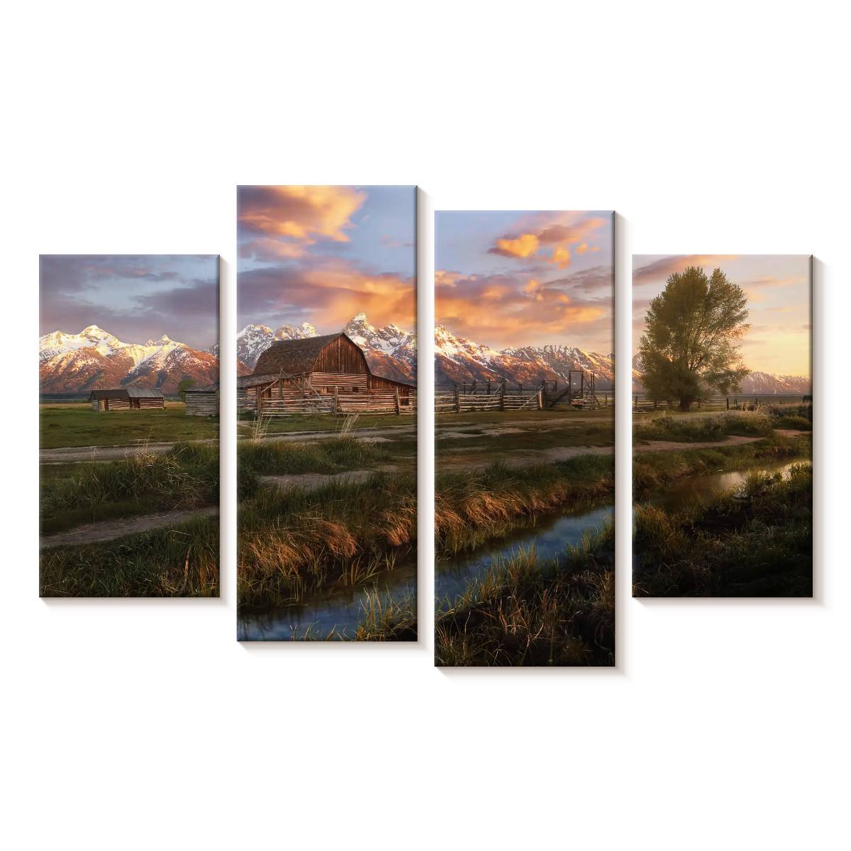 Elephant Stock Moulton Barn Sunset Scene Wall Art - Horizontal Multi ...