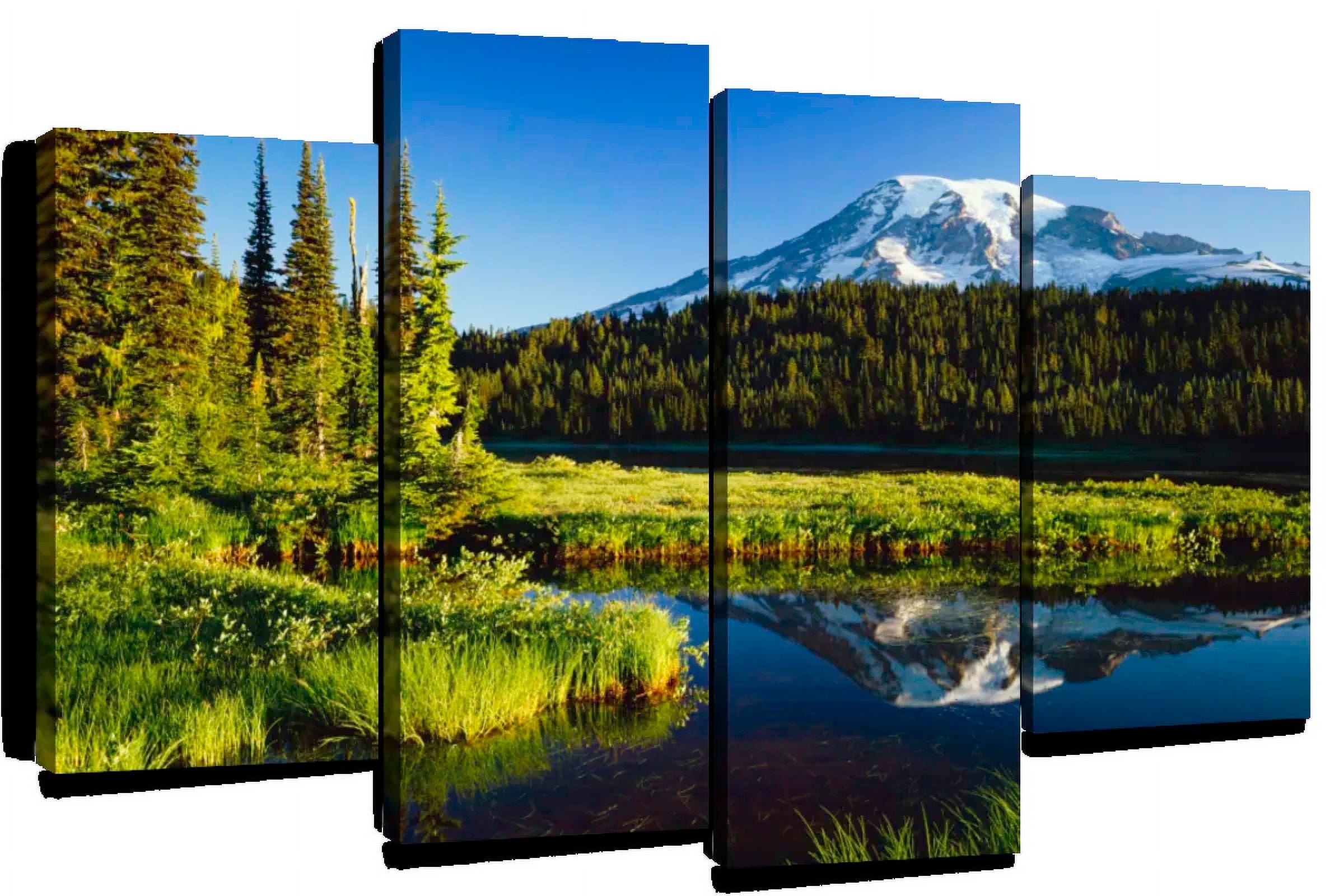 Elephant Stock - Mt. Rainier Reflection Wall Art - Horizontal Multi ...