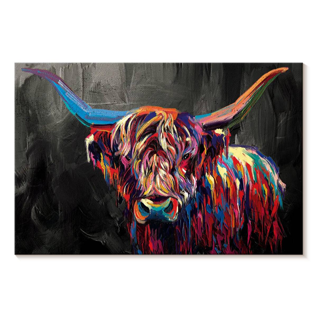 Elephant Stock Multi-colored Cow Wall Art - Horizontal Canvas Wall Art ...