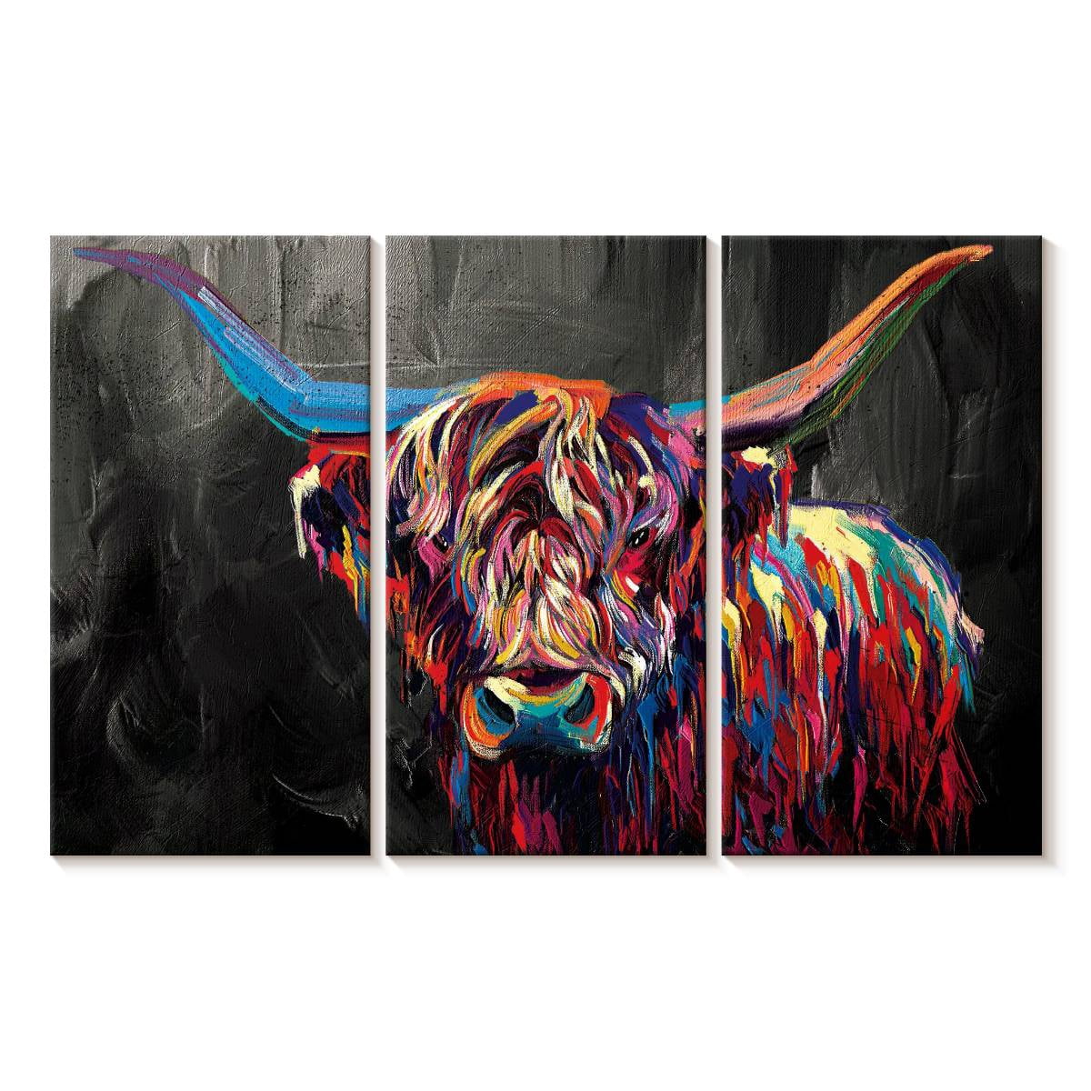 Elephant Stock Multi-colored Cow Wall Art - Horizontal Multi Panel ...