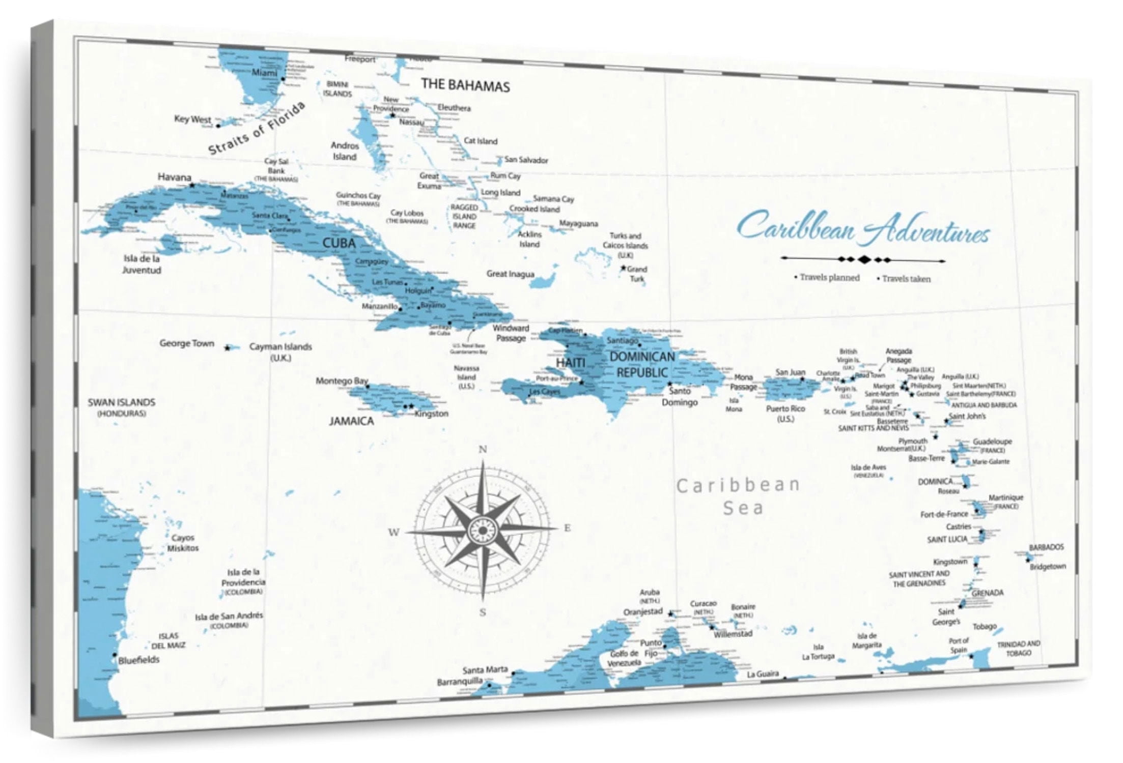 Elephant Stock My World Push Pin Travel Map Ii Wall Art - Map Canvas ...