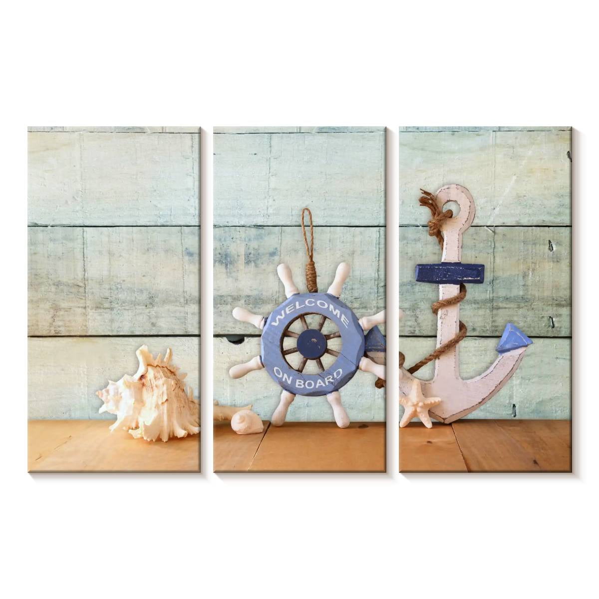 Elephant Stock Nautical Themed Wall Art - Horizontal Multi Panel Canvas ...