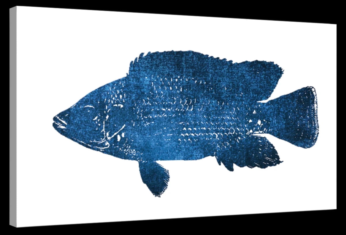 Elephant Stock Navy Fish Wall Art - Horizontal Canvas Wall Art - Living ...