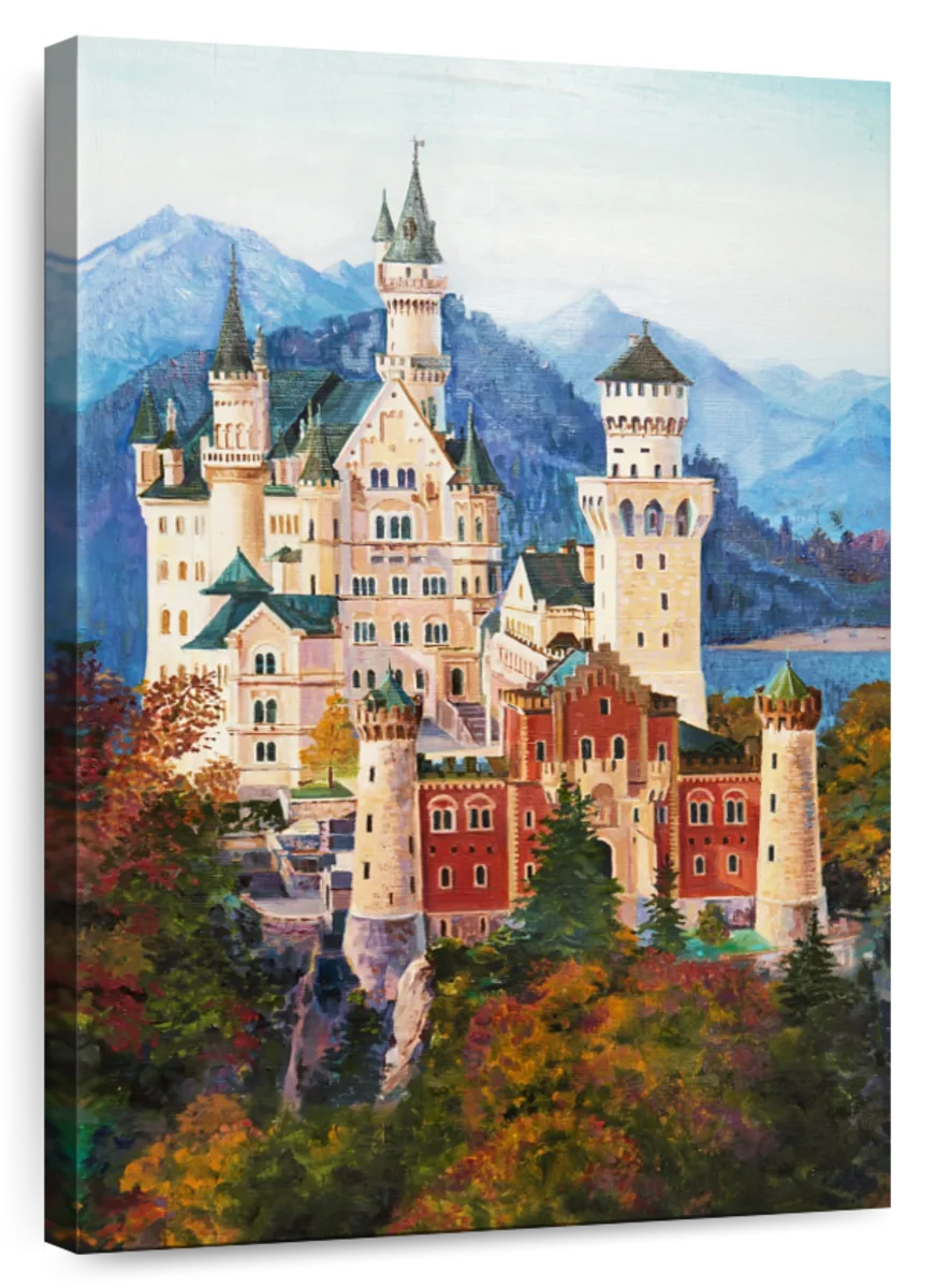 Elephant Stock Neuschwanstein Castle Grounds Wall Art - Vertical Canvas ...