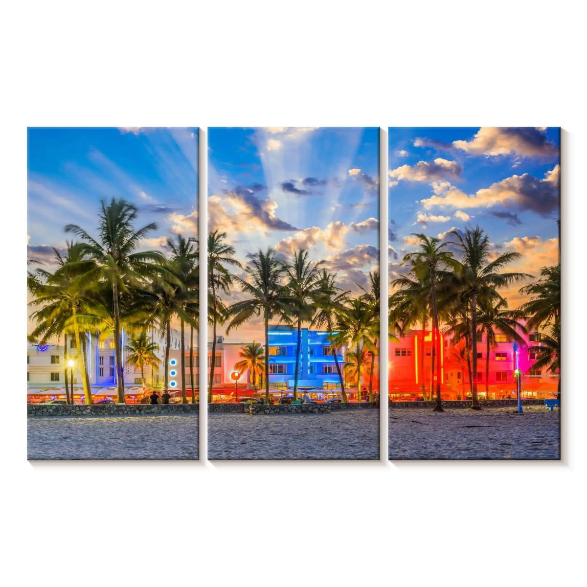 Elephant Stock Ocean Drive Miami Wall Art - Horizontal Multi Panel ...