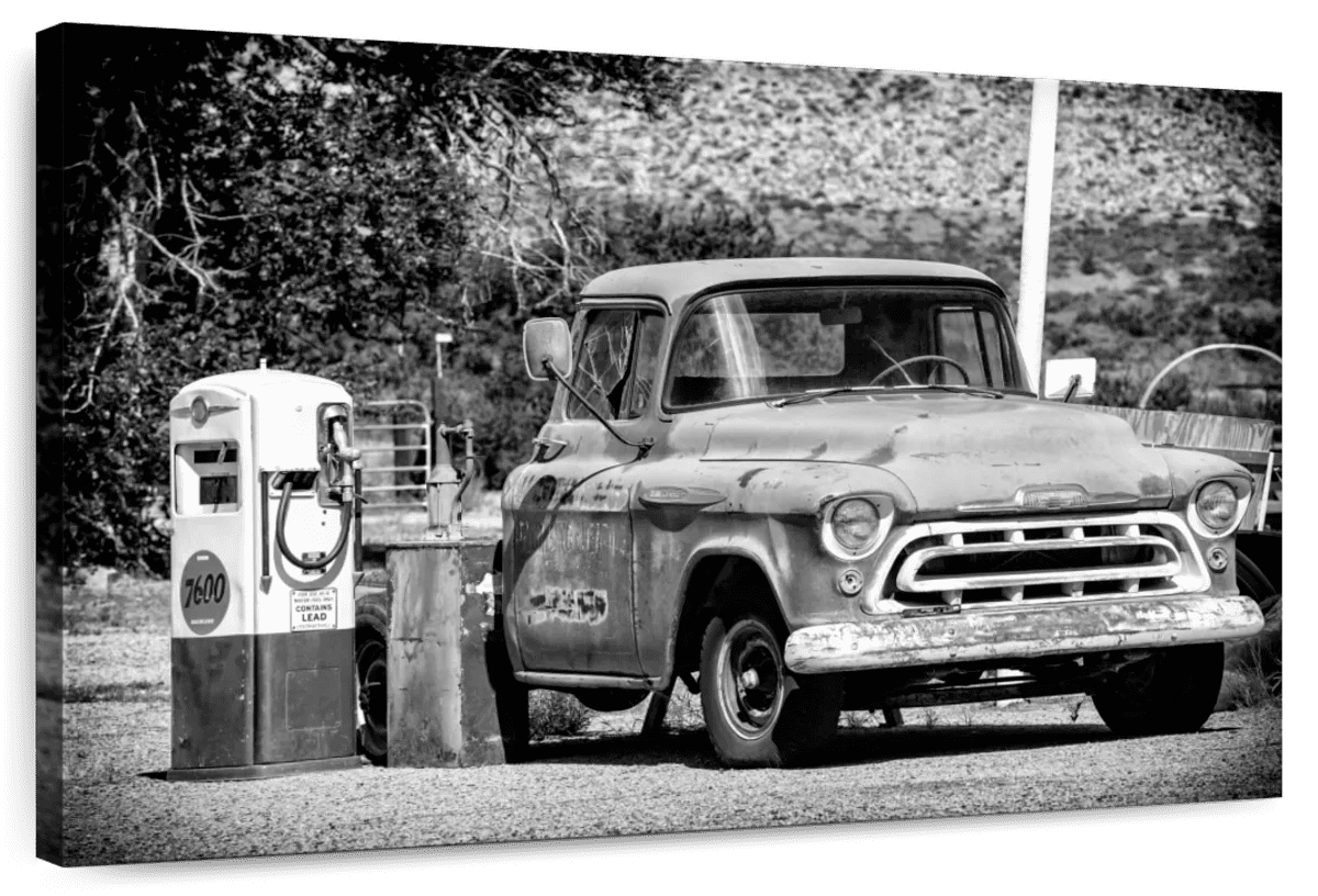 Elephant Stock Old Chevrolet Gas Station Wall Art - Horizontal Canvas ...