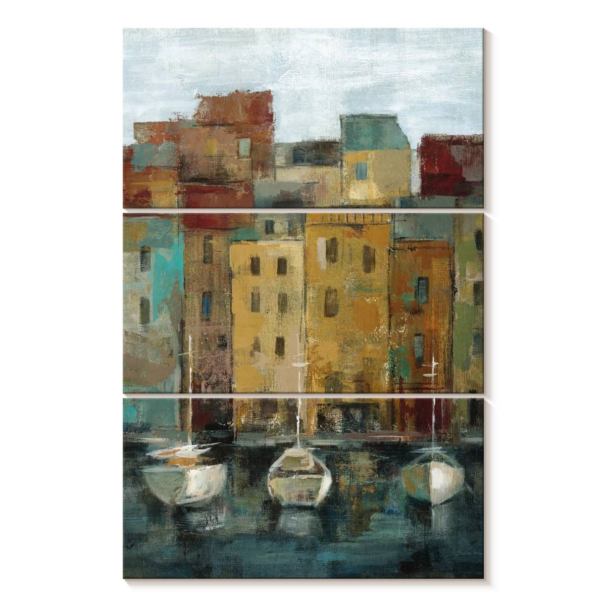 Elephant Stock Old Town Port Ii Wall Art - Vertical Multi Panel Canvas ...