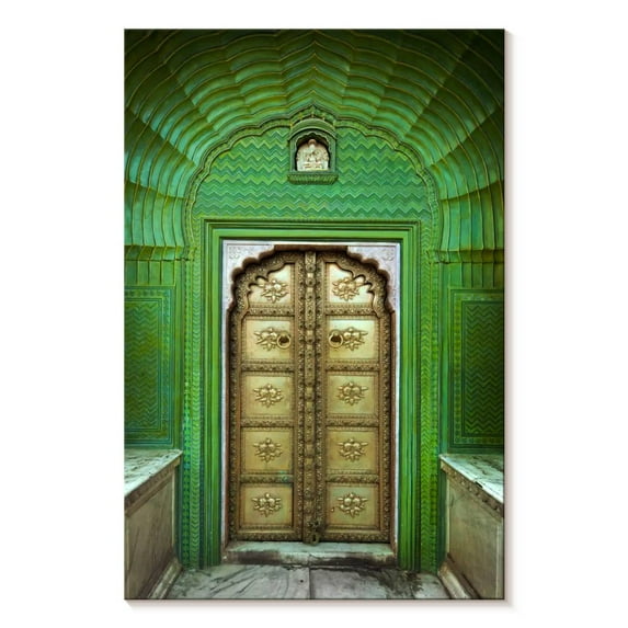 Elephant Stock Ornate Indian Door Wall Art - Vertical Canvas Wall Art ...