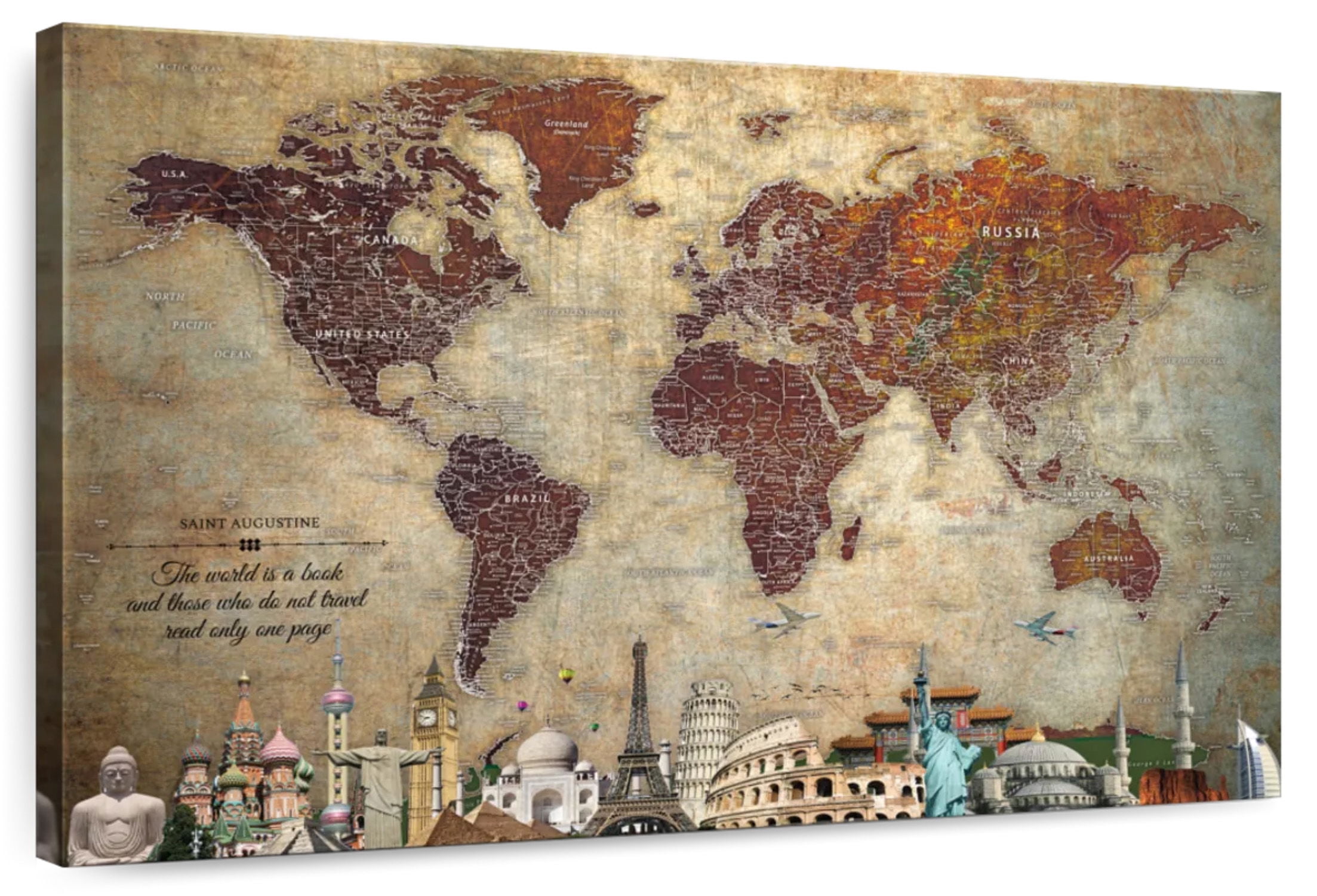 Elephant Stock Our Adventures Iii Push Pin World Map Wall Art - Map ...