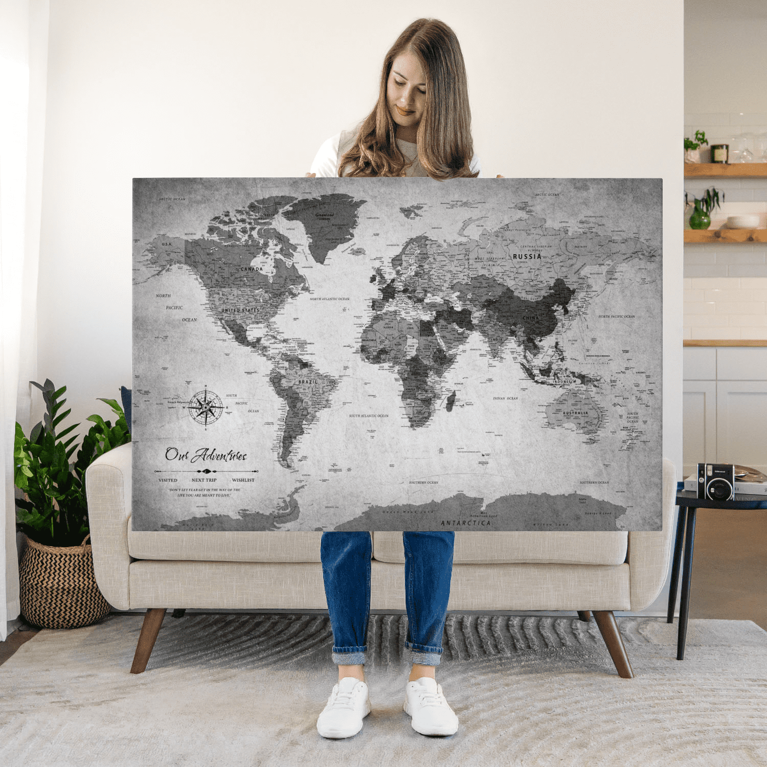 Elephant Stock Our Adventures World Push Pin Map Iv Wall Art - Map ...