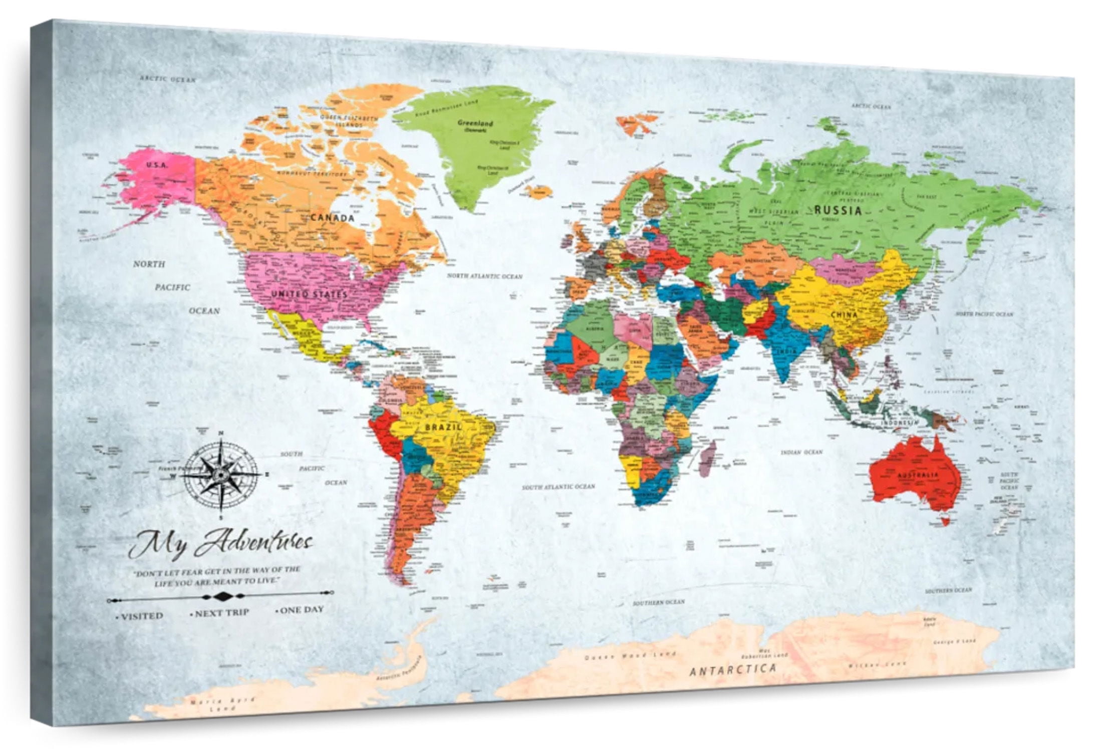 Elephant Stock Our Travel Map Push Pin Ii Wall Art - Map Canvas Canvas ...