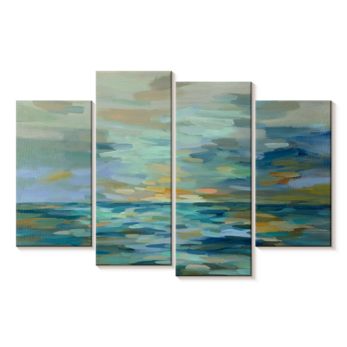 Elephant Stock Pastel Blue Sea Wall Art - Horizontal Multi Panel Canvas ...