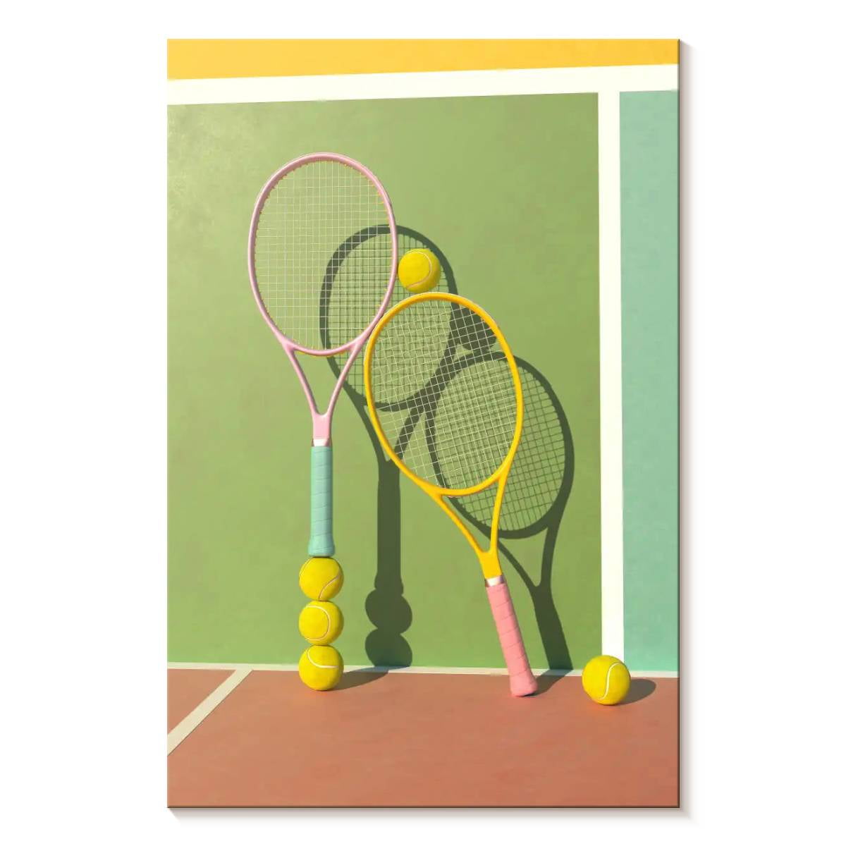 Elephant Stock Pastel Tennis Rackets Wall Art - Vertical Canvas Wall ...