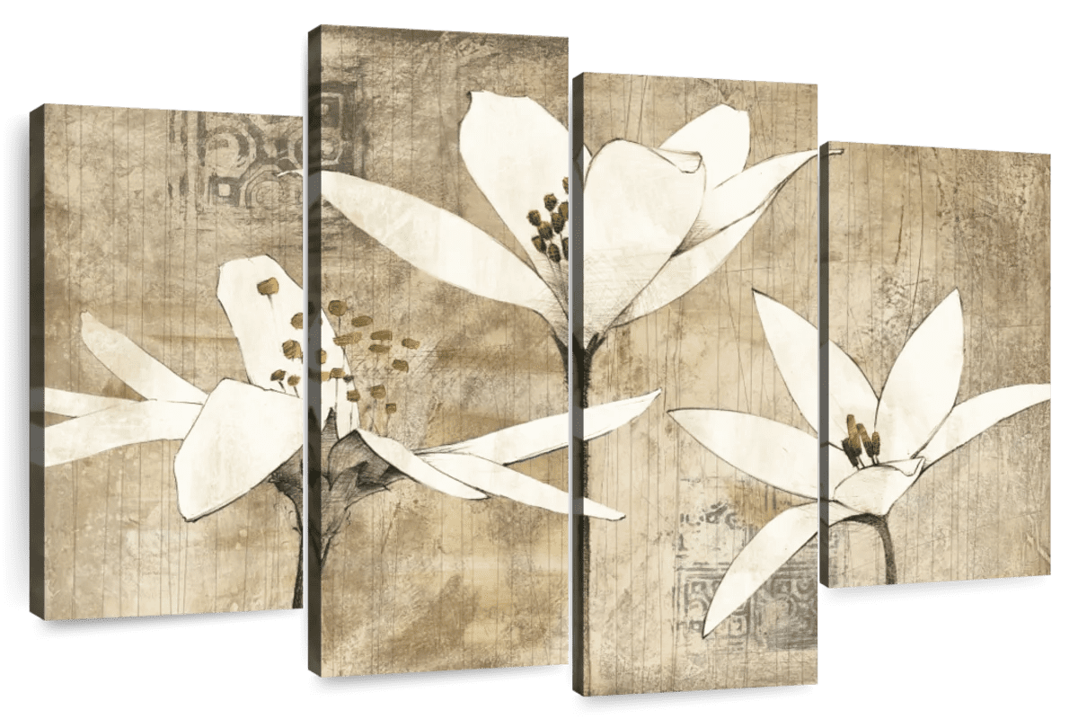 Elephant Stock Pencil Floral Iii Wall Art - Horizontal Multi Panel ...