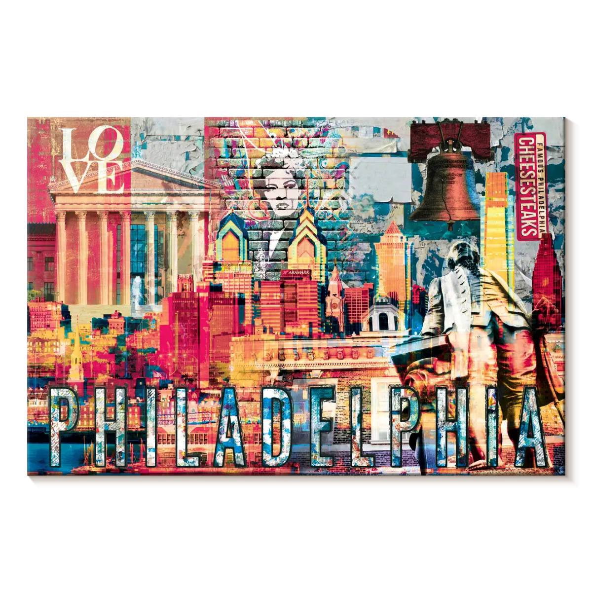 Elephant Stock Philadelphia City Landmarks Grunge Wall Art - Horizontal ...