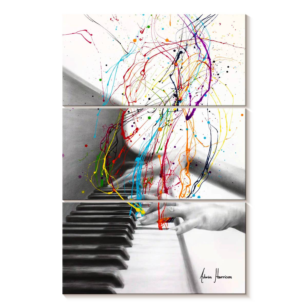 Elephant Stock Piano Performance Wall Art - Vertical Multi Panel Canvas ...