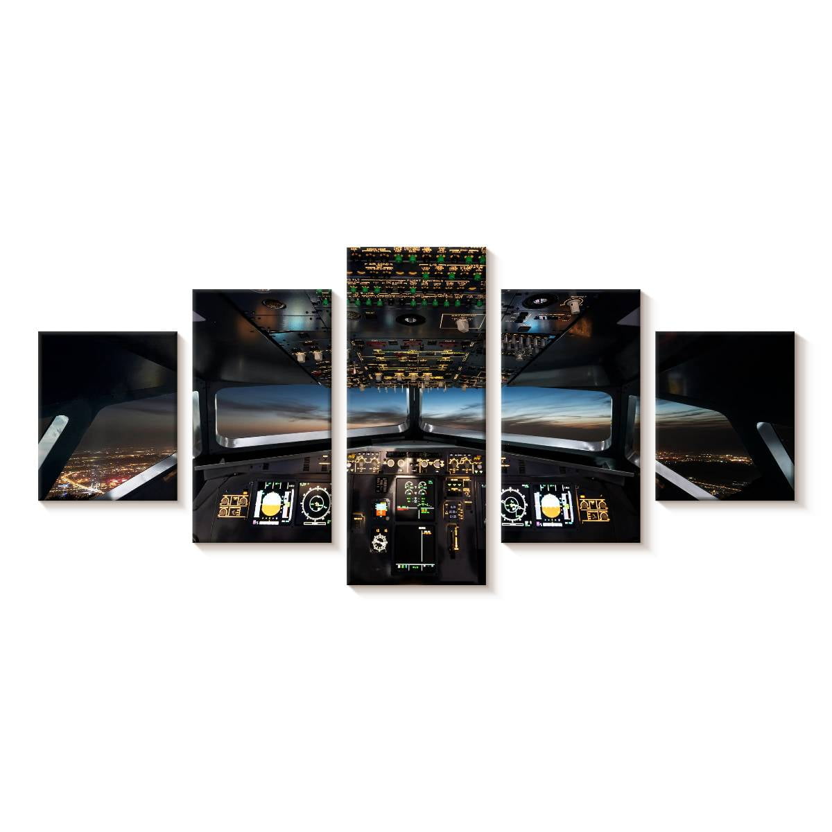 Elephant Stock Plane Cockpit Controls Wall Art - Horizontal Multi Panel ...