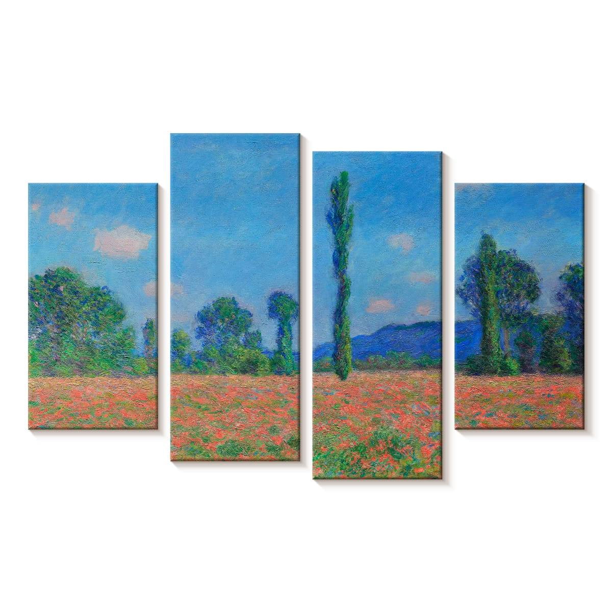 Elephant Stock Poppy Field Giverny 1891 Wall Art - Horizontal Multi Panel Canvas - Living Room ...
