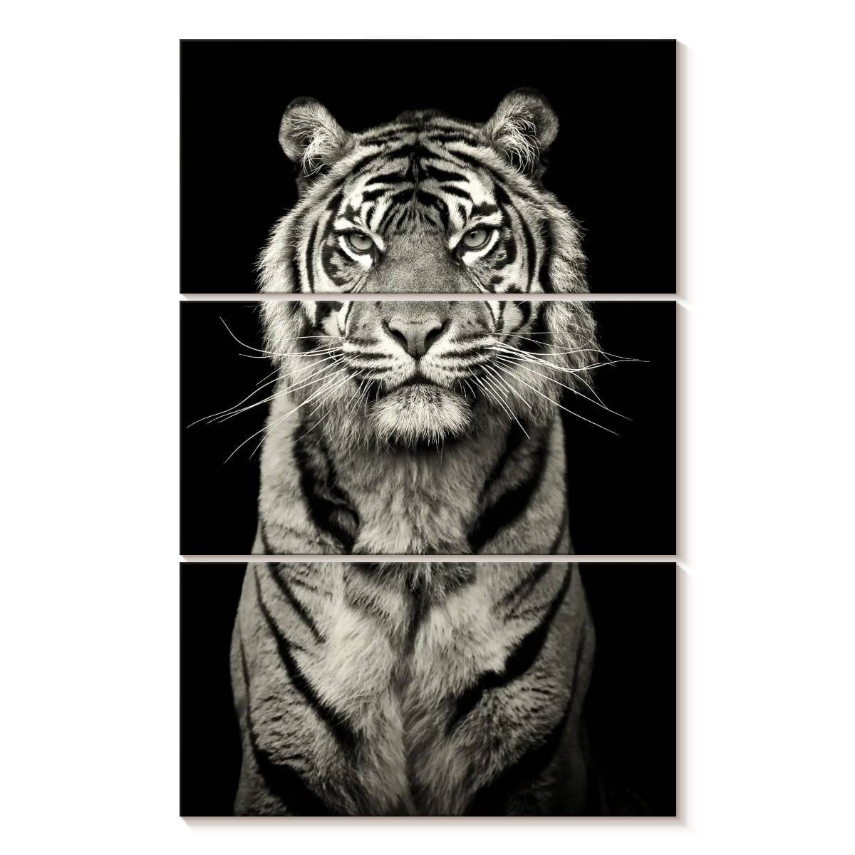 Elephant Stock Powerful Tiger Portrait Wall Art - Vertical Multi Panel ...