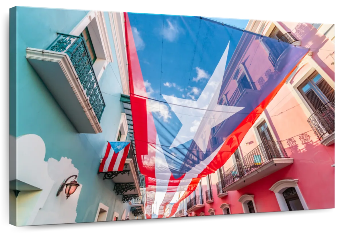 Elephant Stock Puerto Rico Street Flag Wall Art - Horizontal Canvas ...