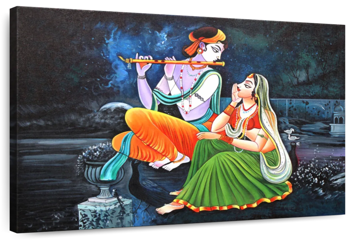 Elephant Stock Radha Krishna Wall Art - Horizontal Canvas Wall Art ...