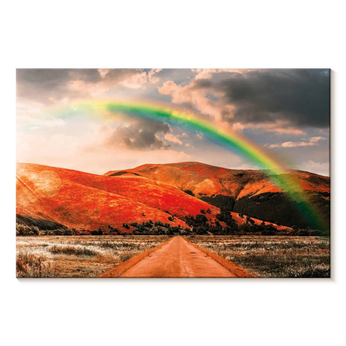 Elephant Stock Rainbow Country Road Wall Art - Horizontal Canvas Wall ...